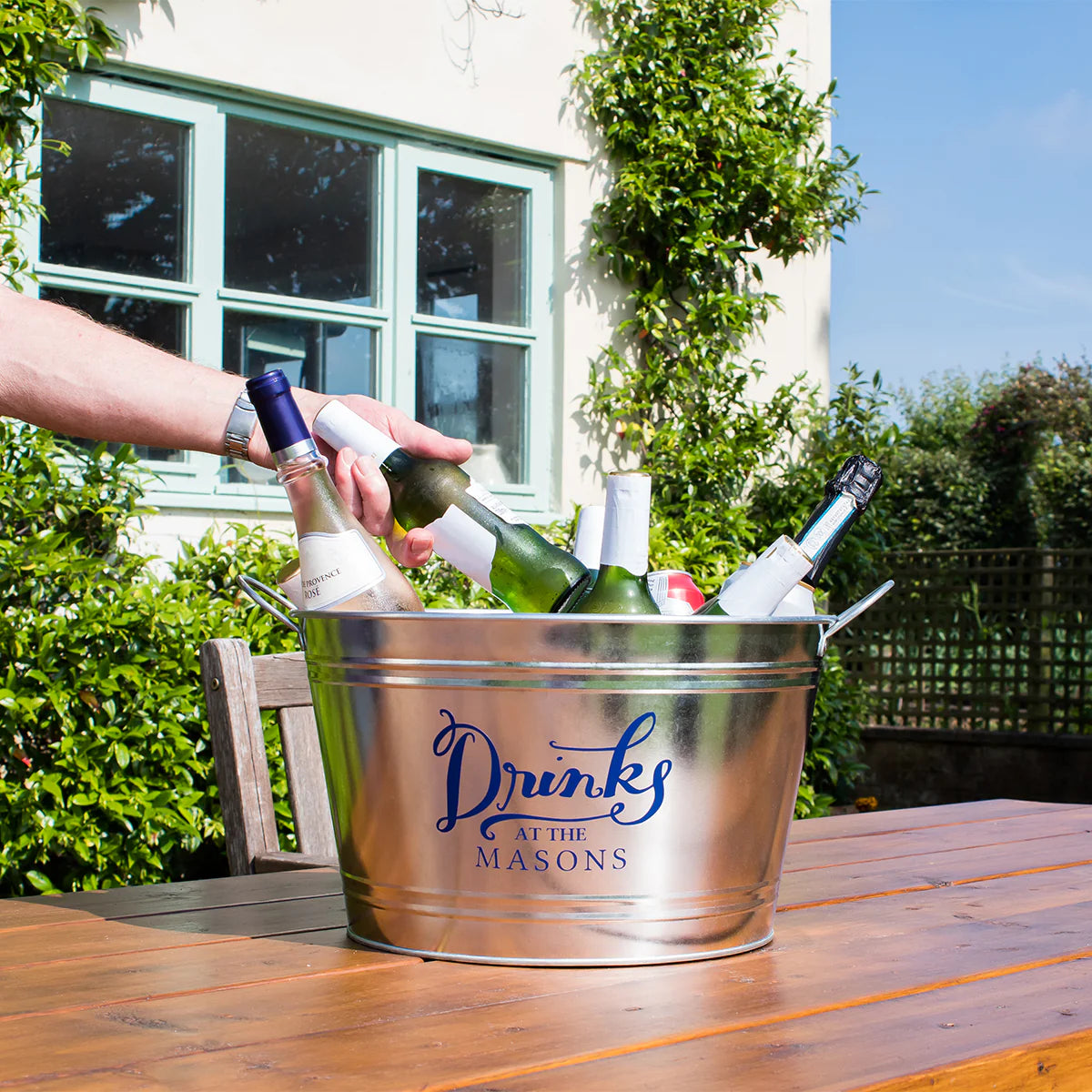 Personalised Beer Bucket Galvanised Steel 'Drinks at the'